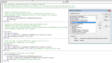 Solved Differing Epm Vba Behaviour For Analysis For Offic Sap