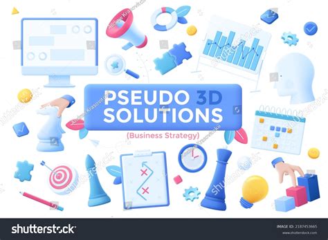 Bundle Elements Pseudo 3d Style Concept Stock Vector Royalty Free