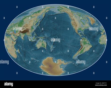Tonga Tectonic Plate On The Physical Elevation Map In The Fahey Oblique Projection Centered