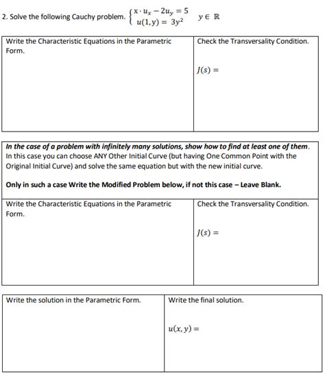 Solved Solve The Following Cauchy Problem