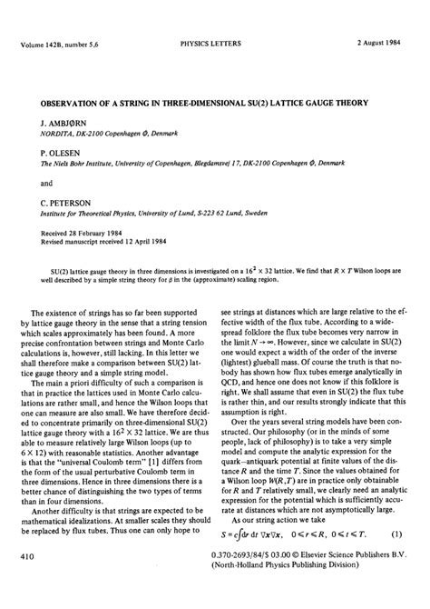 Pdf Observation Of A String In Three Dimensional Su 2 Lattice Gauge