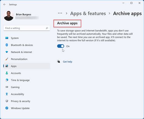 how to enable archive apps on windows 11