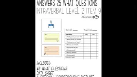 Intraverbal 9m Answers 25 What Questions By Abasession Tpt