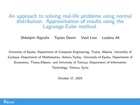 Pdf An Approach To Solving Real Life Problems Using Normal