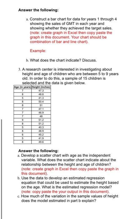 Solved Answer The Following A Construct A Bar Chart For Chegg Com