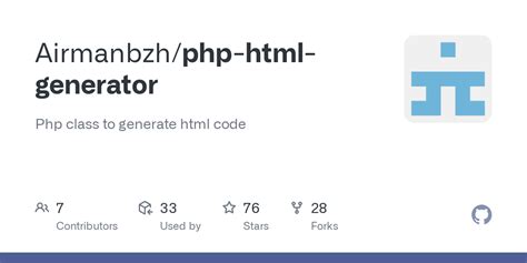 Github Airmanbzhphp Html Generator Php Class To Generate Html Code