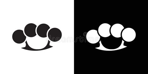 Brass Knuckles Icon Black Line Art Vector Logo Set Stock Vector
