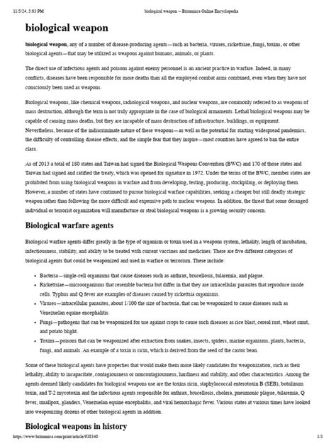 Understanding Biological Weapons Pdf Biological Warfare Weapons