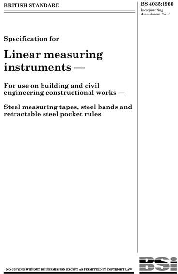 Bs 40351966 Specification For Linear Measuring Instruments For Use