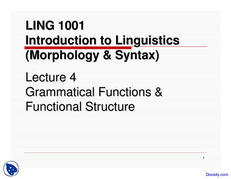 Grammatical Functions Functional Structure Introduction To