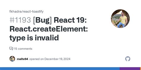 [bug] react 19 react createelement type is invalid · issue 1193
