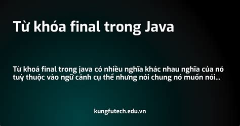 từ khóa final trong java