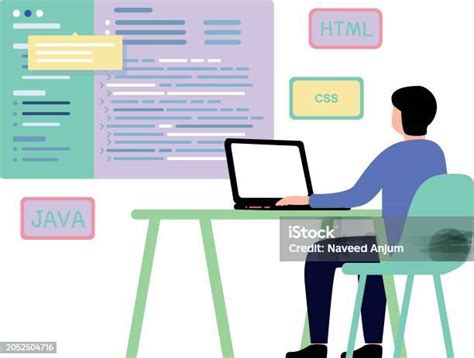 The Guy Is Doing Java Css And Html Coding Stock Illustration Download
