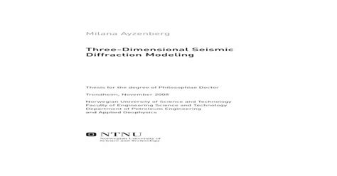 Pdf Three Dimensional Seismic Diffraction Modeling · Three Dimensional Seismic Diffraction