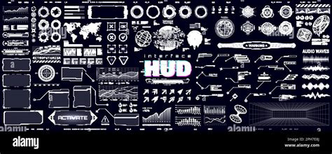 Multifunctional Digital Hud Graphic Set For Ui Ux Gui Stock Vector