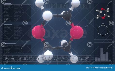 14 Dioxane Molecule Molecular Structure Ether Solvents Ball And Stick 3d Model Structural