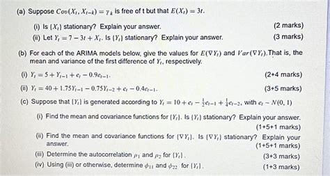 solved a suppose cov xt xt−k γk is free of t but that