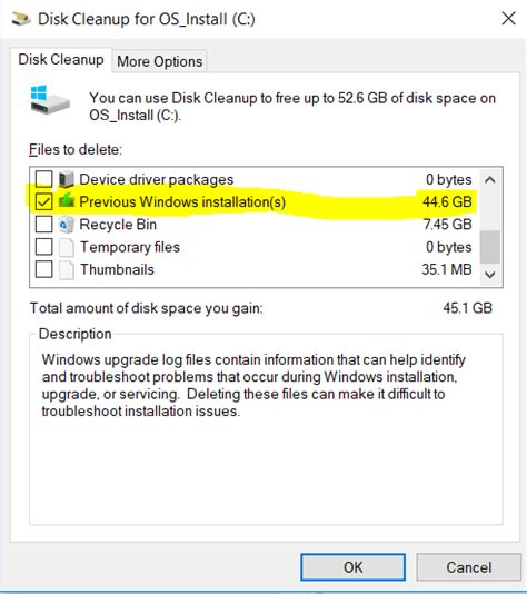 Disk Cleanup Says It Can Remove 44gb Of Old Windows Installations