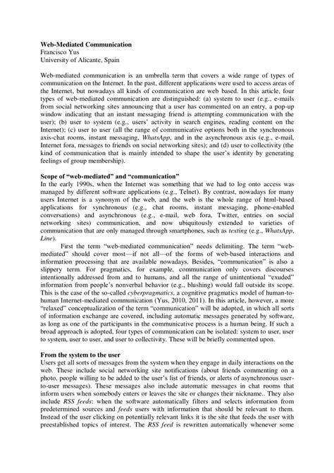 Pdf Web Mediated Communication