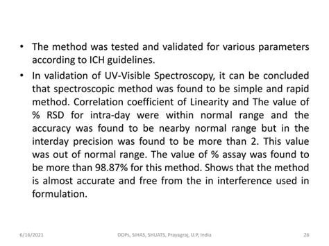 Analytical Method Development And Validation Of Uv Visible Spectroscopy