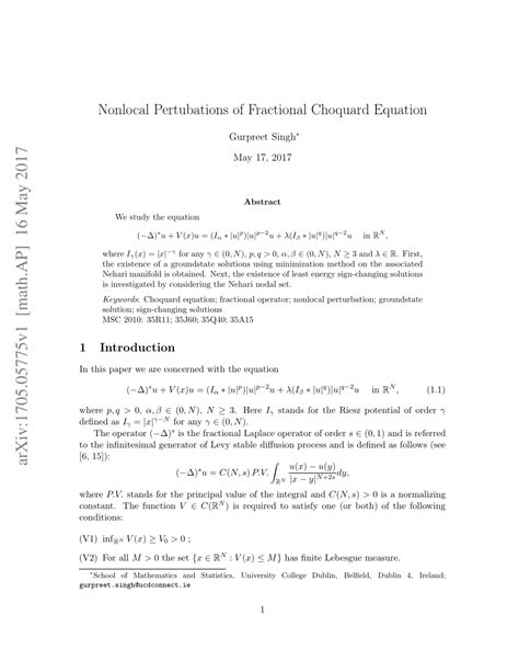 Pdf Nonlocal Pertubations Of Fractional Choquard Equation