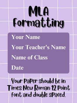 MLA Formatting Poster By Cute And Creative Resources TPT