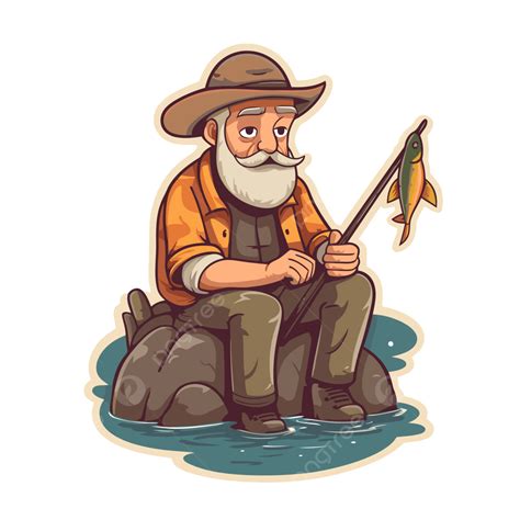 Old Fisherman Cartoon