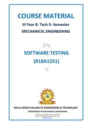 STM Lecture Notes Units LECTURE NOTES ON SOFTWARE TESTING METHODOLOGIES III B Tech II