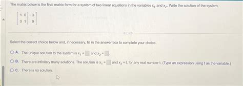 solved the matrix below is the final matrix form for a