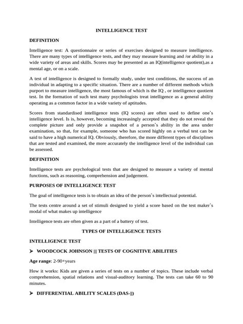 Education Intelligence Test Pdf Intelligence Quotient Intelligence