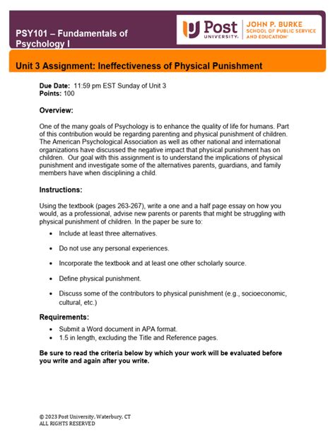 Psy101 Unit 3 Assignment Pdf Psychology Apa Style