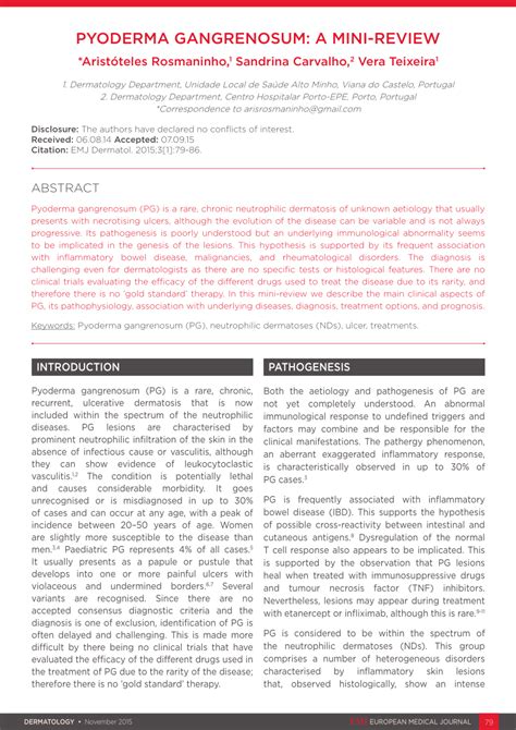Pdf Pyoderma Gangrenosum A Mini Review