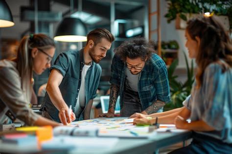 Premium Photo Collaborative Team Prototyping Solutions In Modern Office With Design Thinking