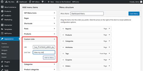 Add View User Site And Log Out Buttons On The Frontend Dashboard Menu WP Ultimo