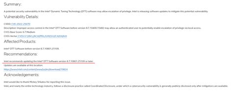 intel® dynamic tuning technology dtt vulnerability intel community