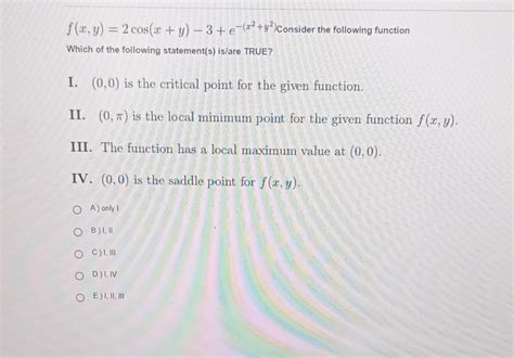 solved f x y 2cos x y −3 e− x2 y2 consider the following