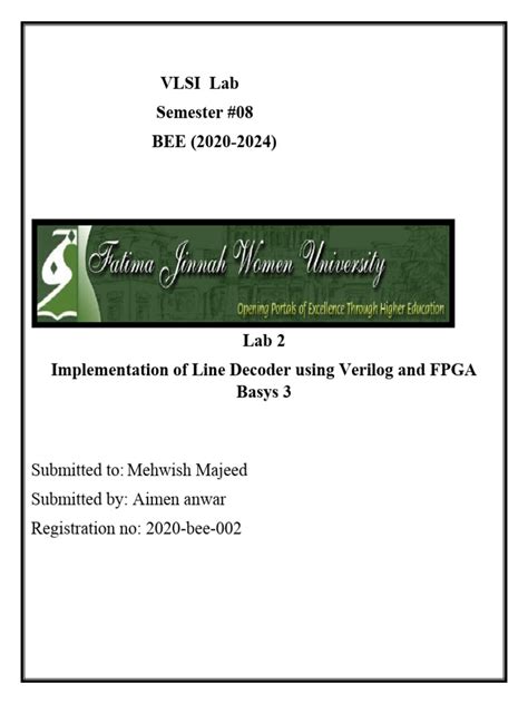 Vsli Lab 2 Pdf Hardware Description Language Field Programmable