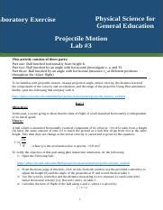 Lab 3 Projectile Motion Docx Physical Science For General Education Aboratory Exercise