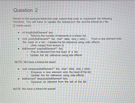 Solved Based On The Example Linked List Code Extend That