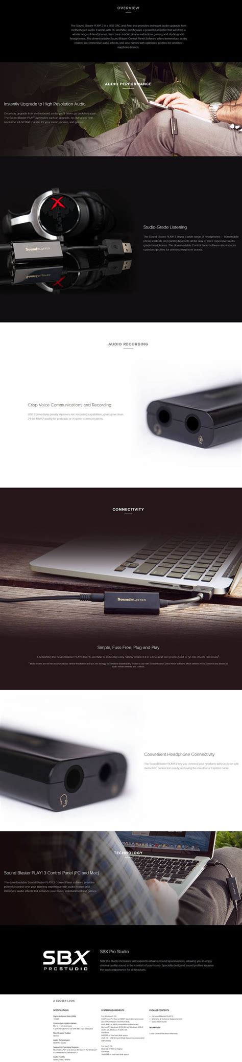 Creative Sound Blaster Play! 3 USB DAC Amp and Sound Card ...