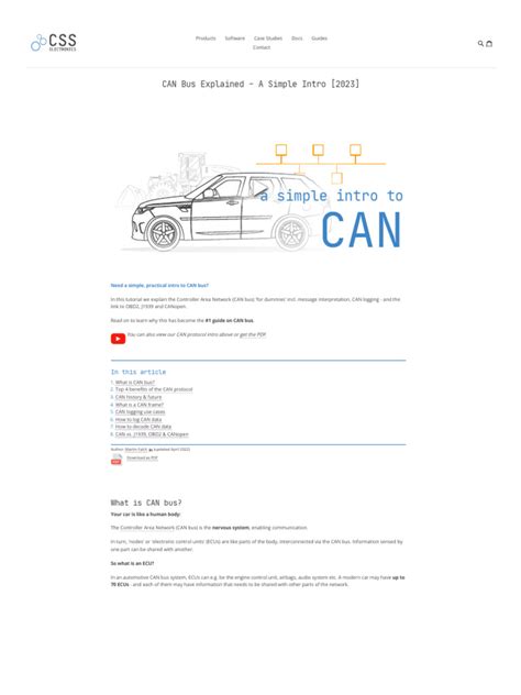 Can Bus Explained A Simple Intro 2023 Css Electronics Pdf