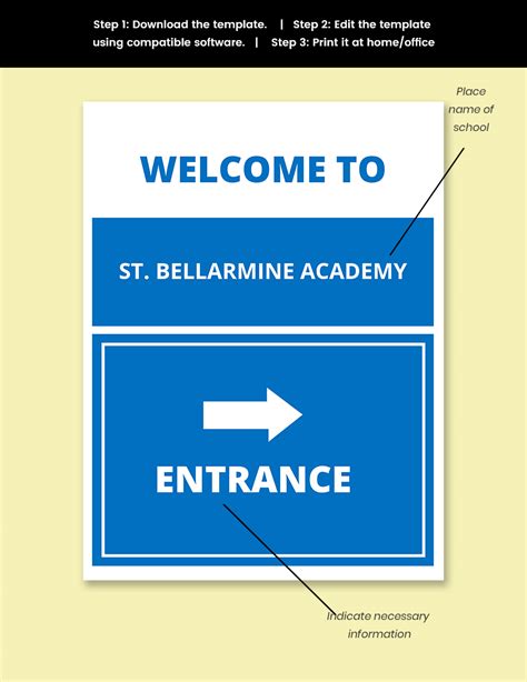 School Entrance Sign Template In Illustrator Word Psd Download