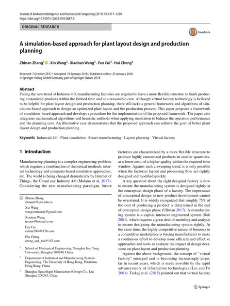 A Simulation Based Approach For Plant Layout Design And Production Pdf