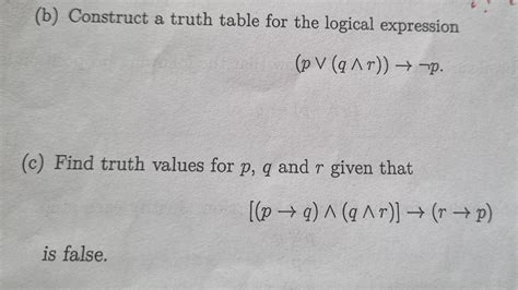 solved b construct a truth table for the logical