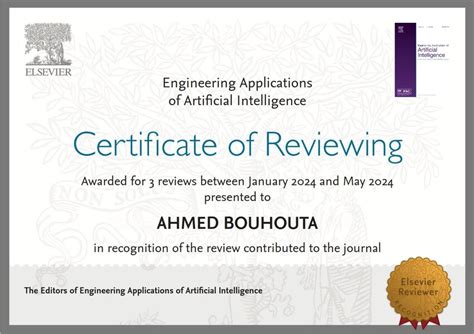 Pdf Certificate Of Reviewing Elsevier