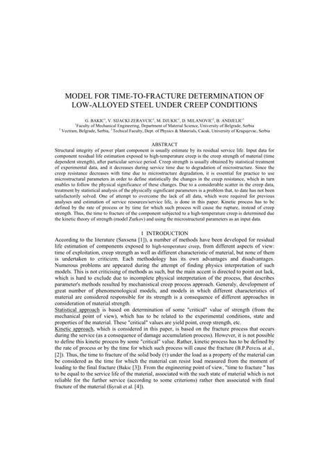 Pdf Model For Time To Fracture Determination Of Low Alloyed Steel