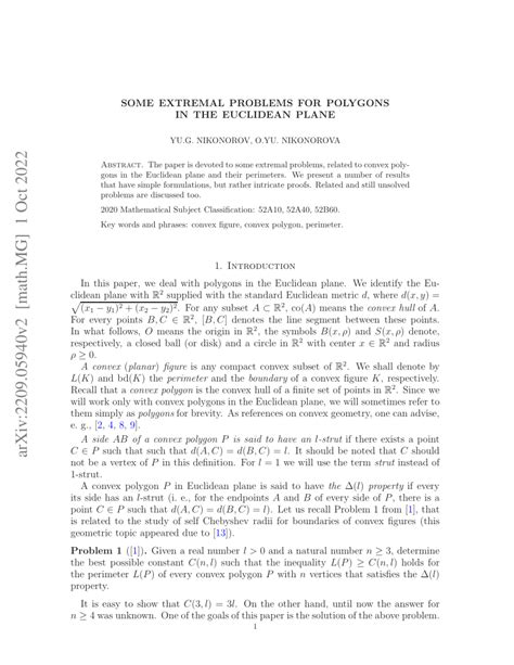 pdf some extremal problems for polygons in the euclidean plane
