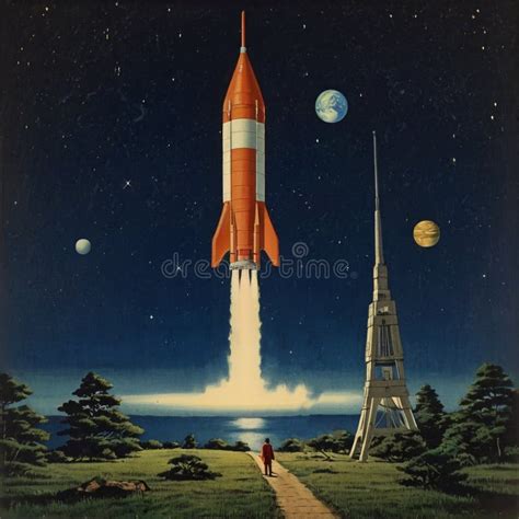 Futuristic Spaceship Orbiting Planets In Outer Space Stock Illustration Illustration Of