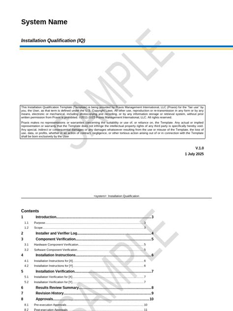 Template Installationqualification Pdf Specification Technical