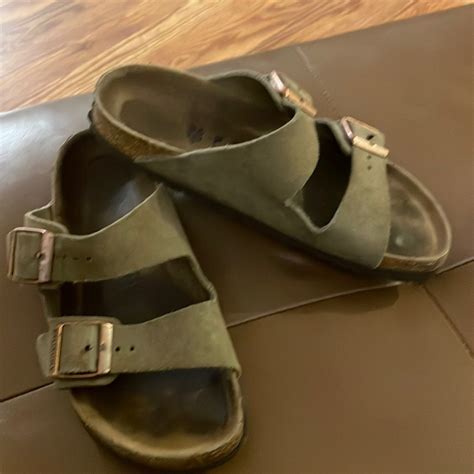Birkenstock Arizona Olive Green Suede With Bronze Buc Gem